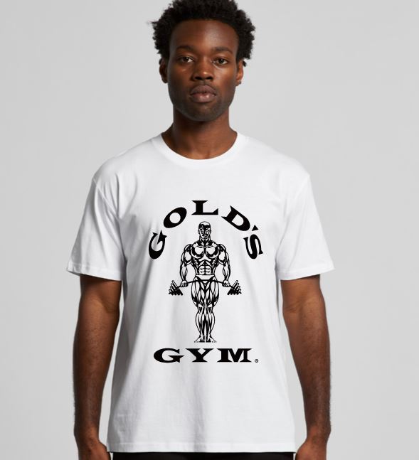 Mens Staple Tee 5001 – Muscle Joe 1 colour logo – Golds Gym Merch