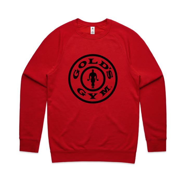 Mens crew neck jumper – Weight Plate logo – Golds Gym Merch